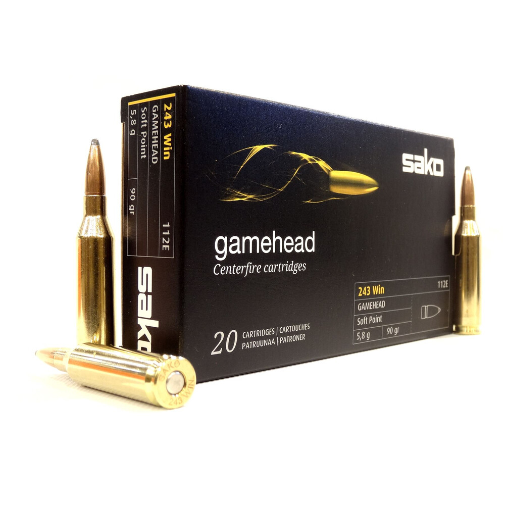 Sako .243 Ammunition - 90gr - Gamehead in Brass