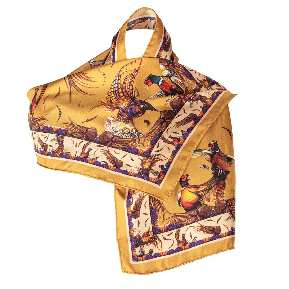 TD Clare Haggas George & Friends Classic Silk Scarf in Gold