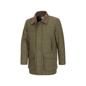 Hoggs Of Fife Tummel Tweed Field Coat in Olive/wine