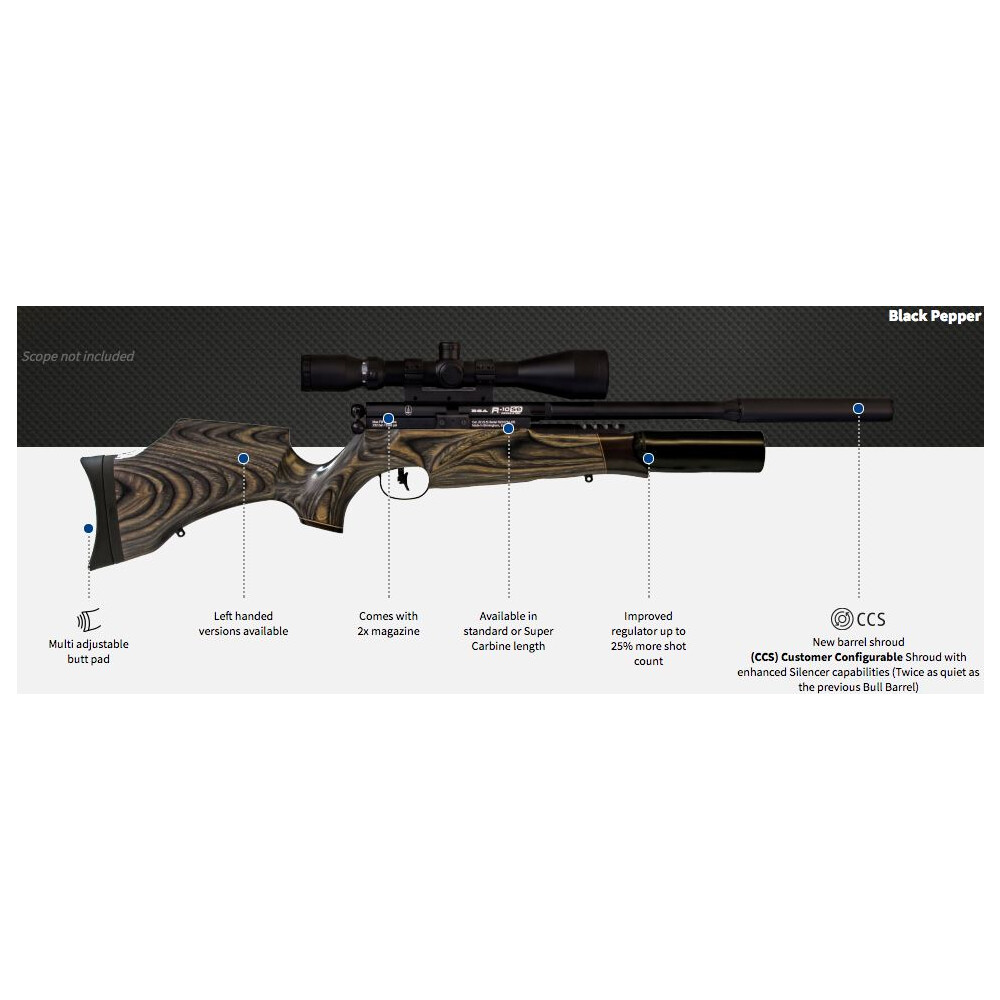 TD BSA R TEN SE Super Carbine Air Rifle in Black Pepper