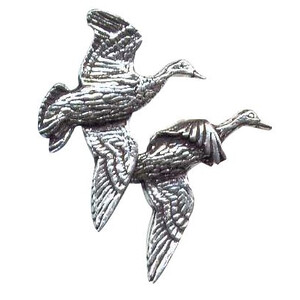 Pewter Pin Badge - Ducks in Metallic